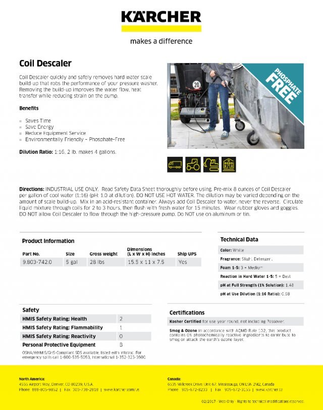 Coil Descaler Product Sheet | Karcher Professional Wash Systems ...