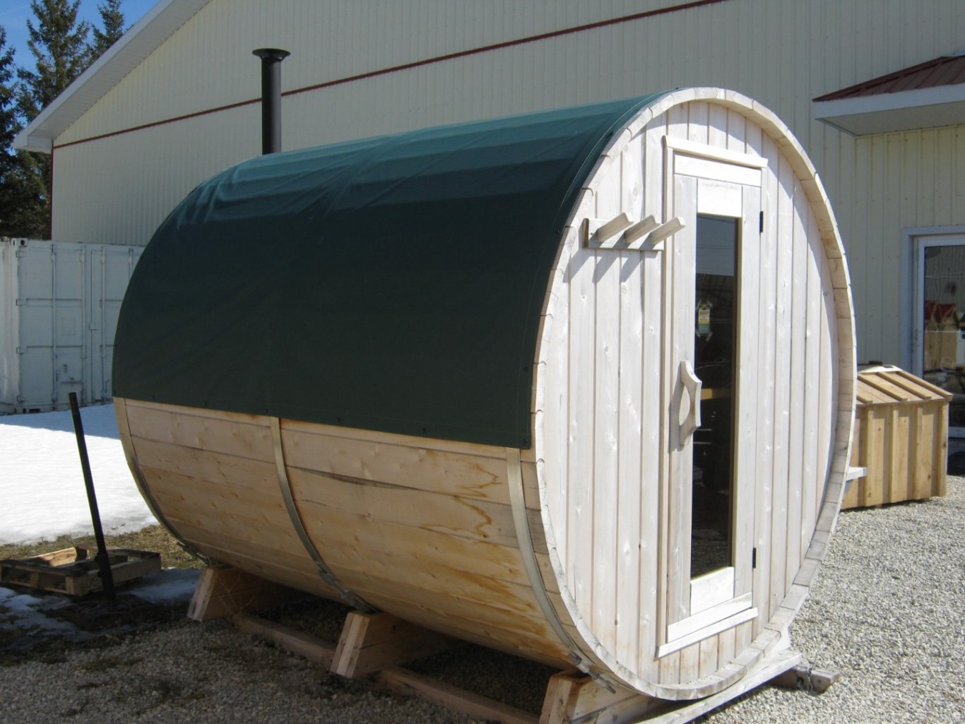 7x8 Barrel Sauna with Tarp | MS-7X8SAUNA-GTARP | Home - Maxwell Sheds ...