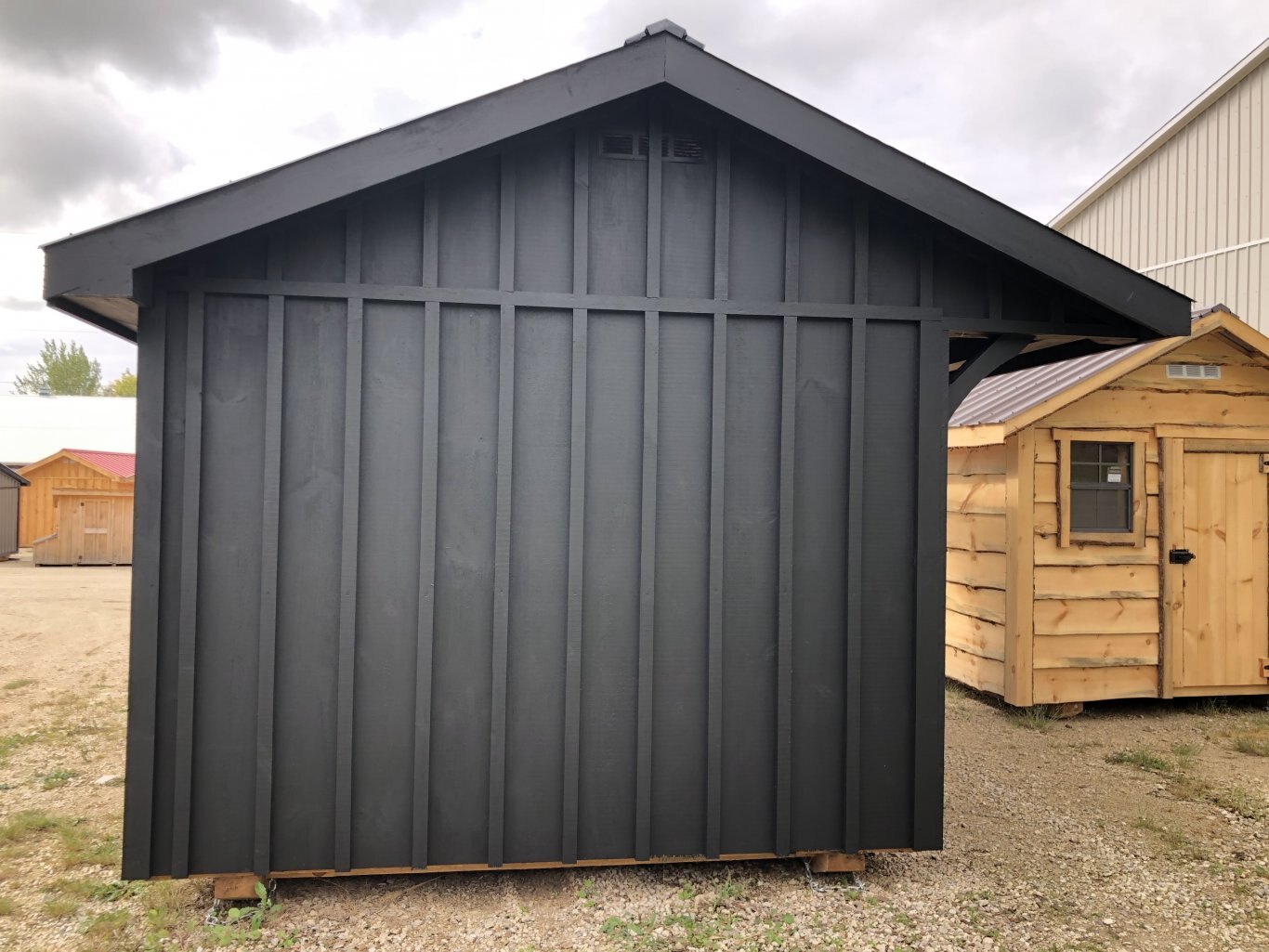 9x12 Wooden Pool Shed with 2-Foot Overhang | MS-9X12-OVERHANG-STAINED ...