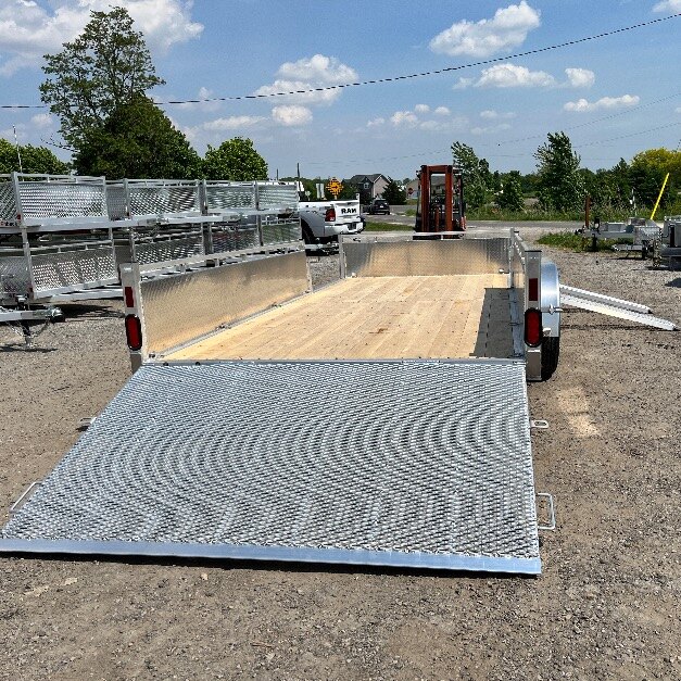 Aluminum 7x16 Tandem Axle Side load ATV Trailer with rear Byfold